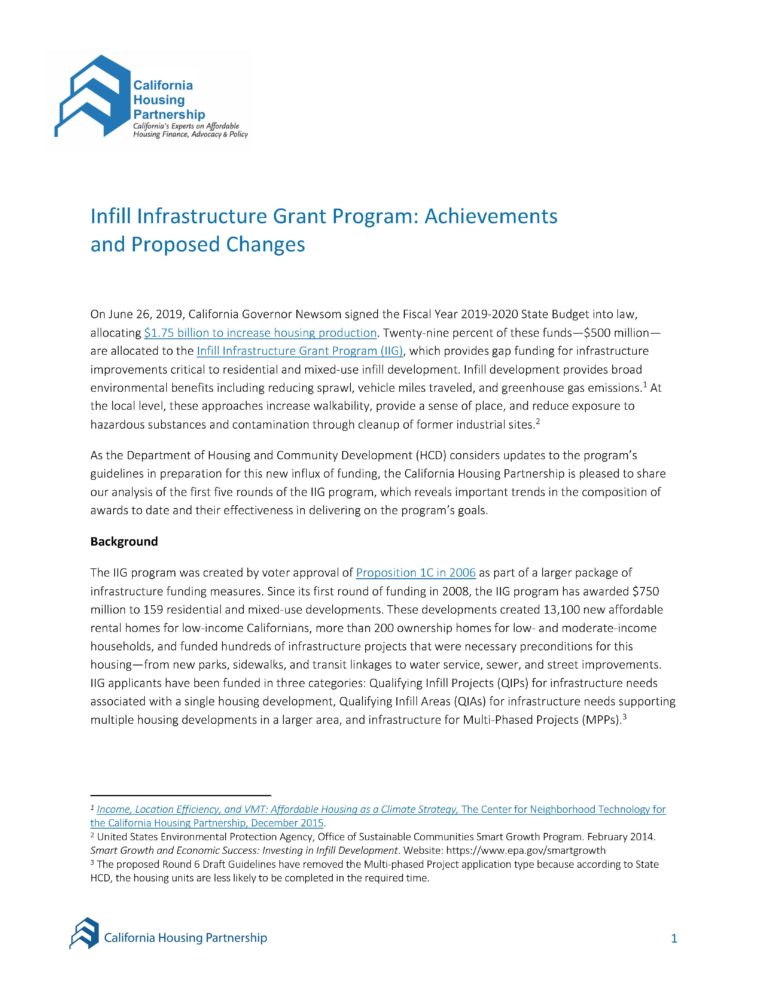 Infill Infrastructure Grant Program Analysis - California Housing ...