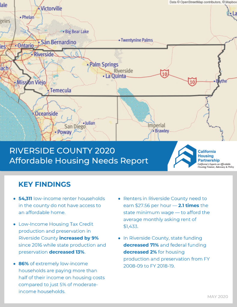 Riverside County Housing Need Report 2020 - California Housing Partnership